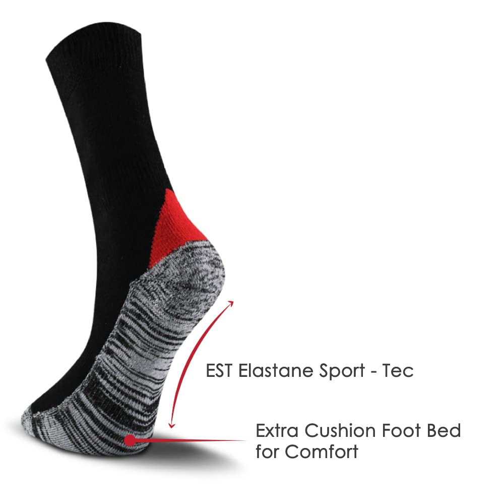 socksberg 6-12 Pairs Cushioned Crew Work Socks for Men | Durable Heavy Duty Mens Work Socks for Steel Toe Boots | Moisture Wicking Men's Reinforced Work Boot Socks | Size 6-12