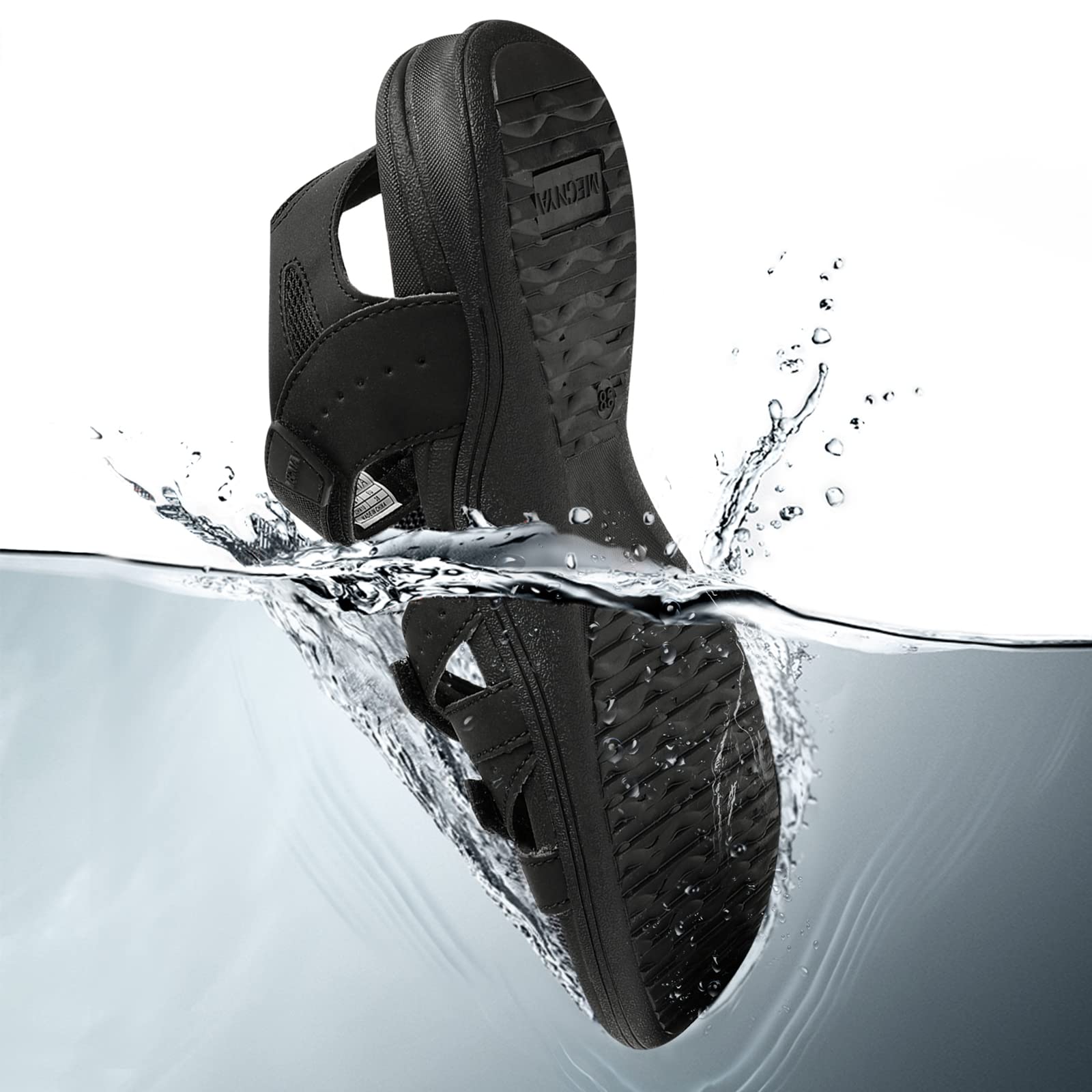 MEGNYA Women's Hiking Cushioned Sandals, Non Slip Walking Sandals for Adventure Black Size 8