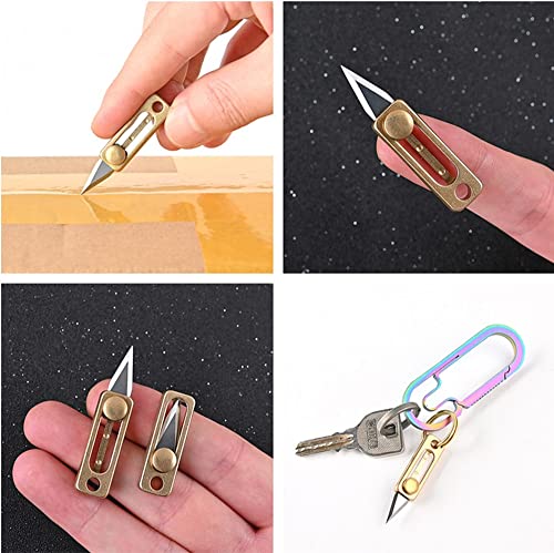 SZHOWORLD Ultra Small Brass Utility Knife, EDC Tiny Knife Box Opener with Stainless Steel Blade,Ultra Portable and Compact