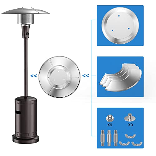 Top Hill Patio Heater Reflector shield, Outdoor Heater Replacement Dome Part, Aluminum Heat Reflector Shield Top for Outdoor Heaters (33" Diameter Round)