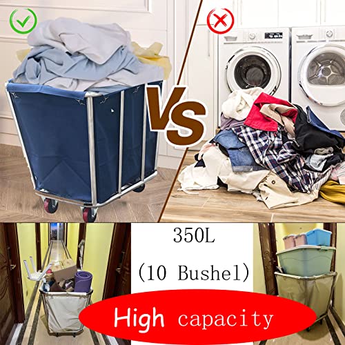 XIJIXILI Laundry Basket with Wheels Industrial 12 Bushel (400l) Collapsible Laundry Hamper Commercial Large Heavy Duty Rolling Laundry Cart Waterproof Laundry Trucks For Home Organizer Storage