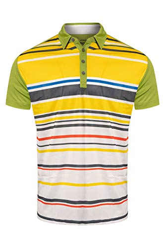 Pin High Ricardo High Performance Golf Polo Shirts for Men, Greenery/White, XXL