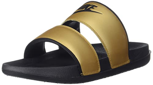 Nike Women's Offcourt Duo Slides (5, Metallic Gold/Black/Black)