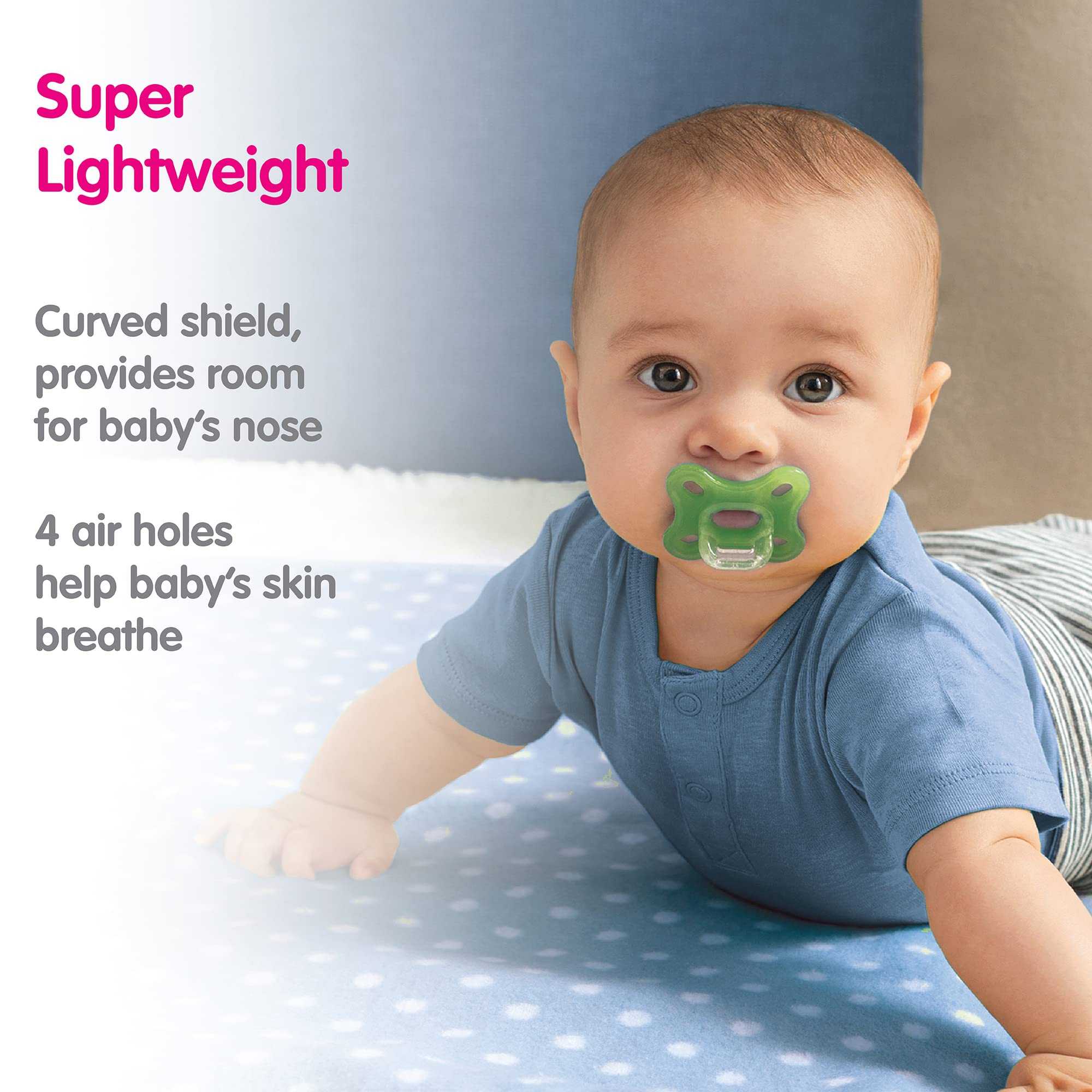 MAM Comfort Baby Pacifier, 100% Lightweight Silicone, 0-3 Months, Baby Boy (Pack of 4)