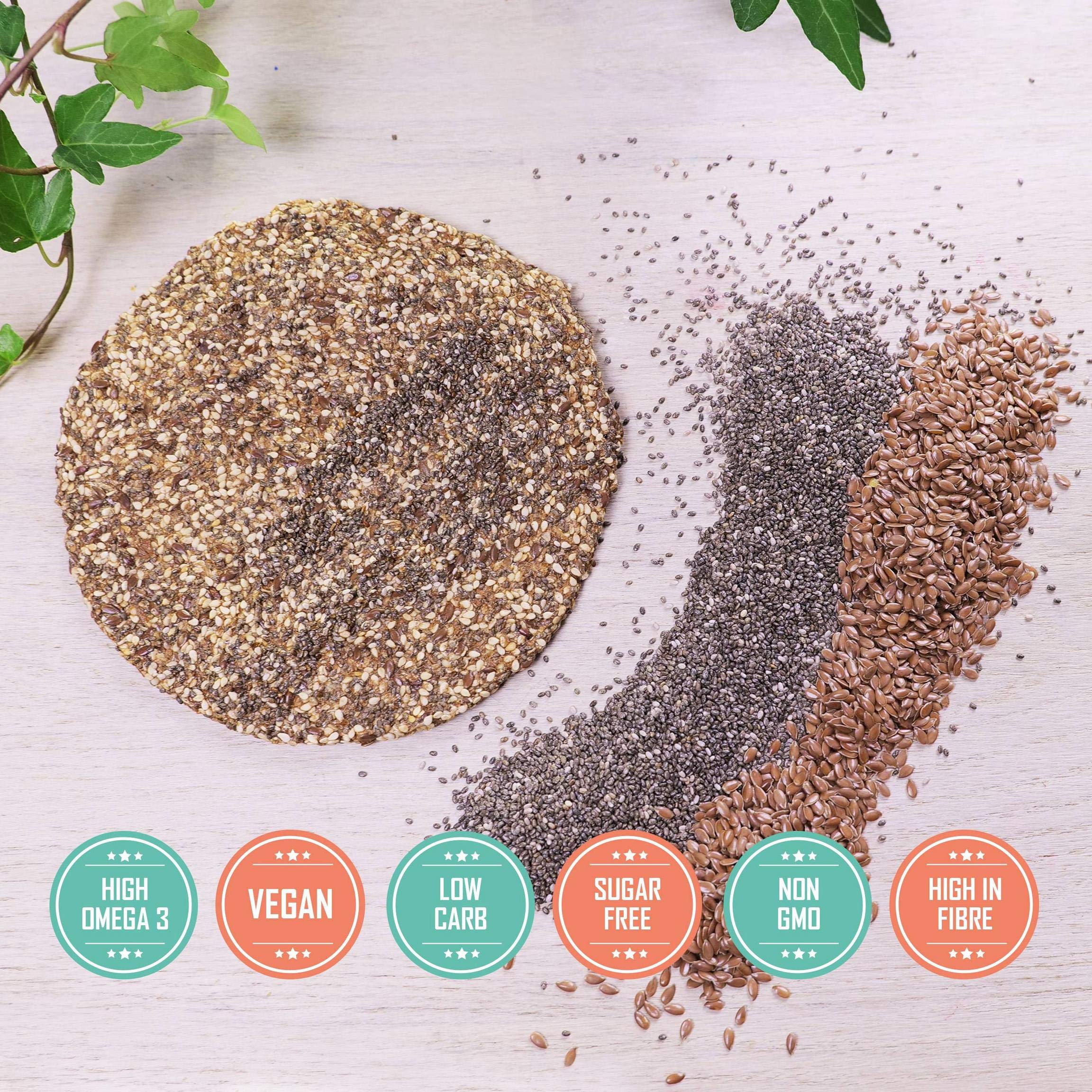 KZ Clean Eating - Organic Swedish Chia Crisp Bread - 160g (5.65oz) - Low Carb Non GMO All Natural High in Omega 3