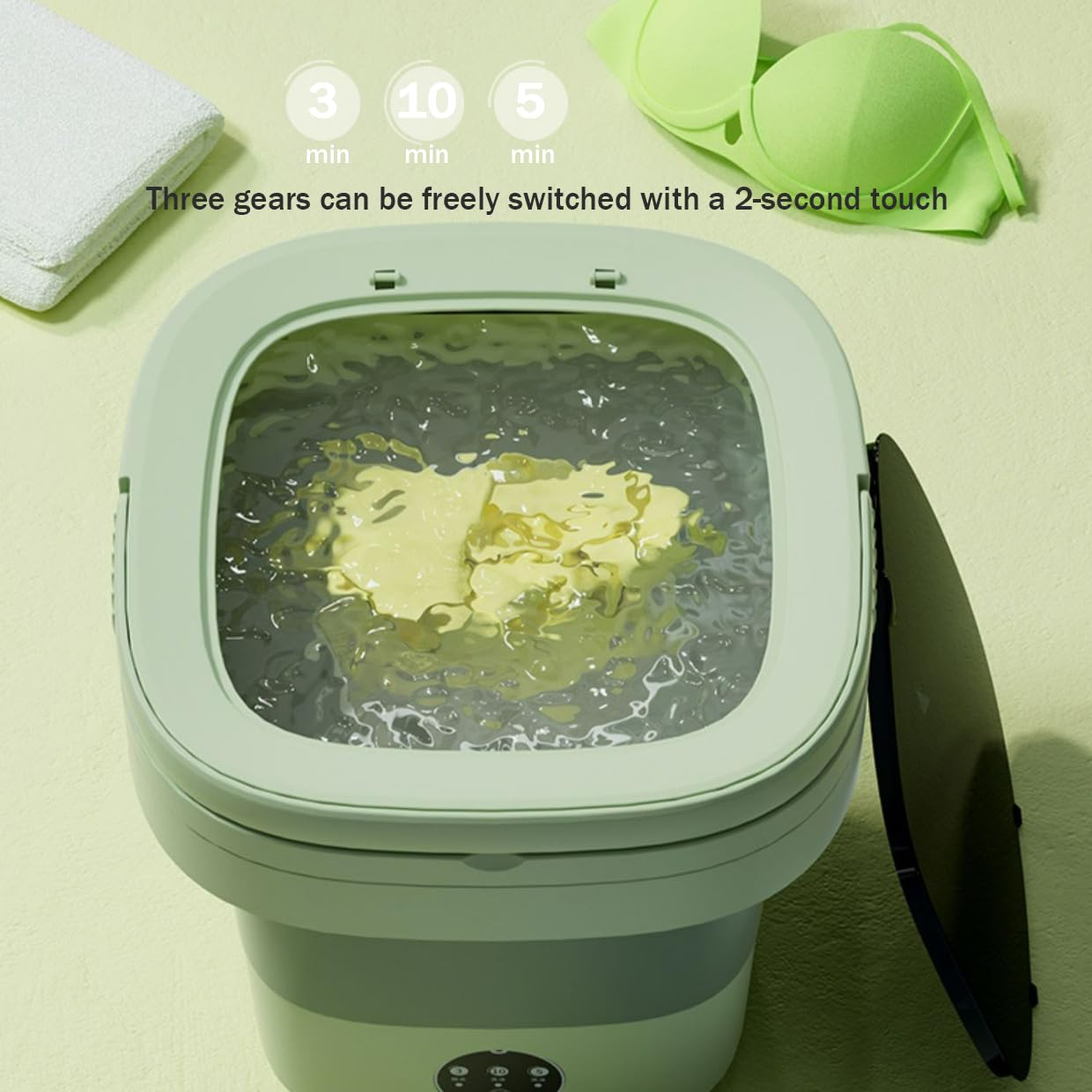 Portable Foldable Bucket Washing Machine Small Turbine Washer with Drain Basket for Apartment Dorm, Underwear or Small Items, Camping, RV, Travel (110V-240V) - Best Gift Choice