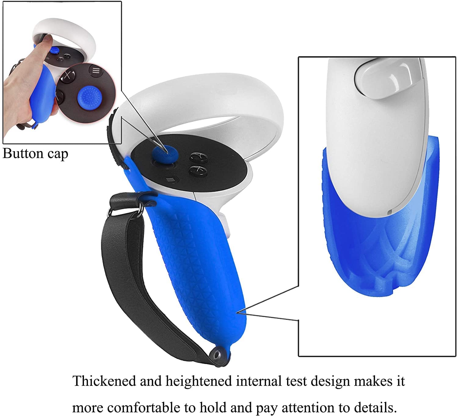 Silicone Controller Grip Cover and Face Cover, VR Quest 2 Accessories (Blue Silicone Cover)
