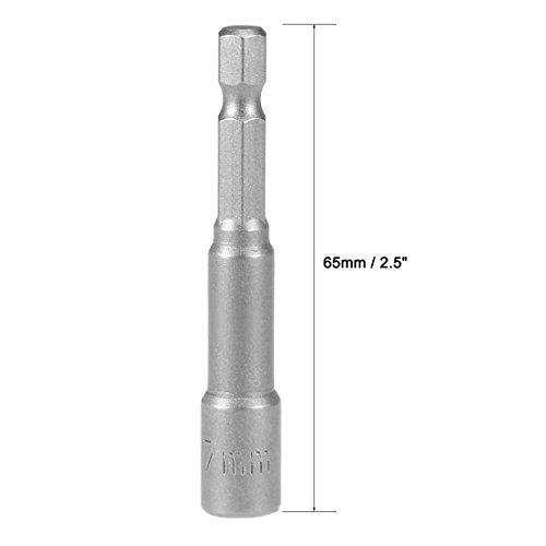 uxcell 5 Pcs 1/4" Quick-Change Hex Shank 7mm Magnetic Nut Setter Driver Drill Bit, 65mm Length, Metric