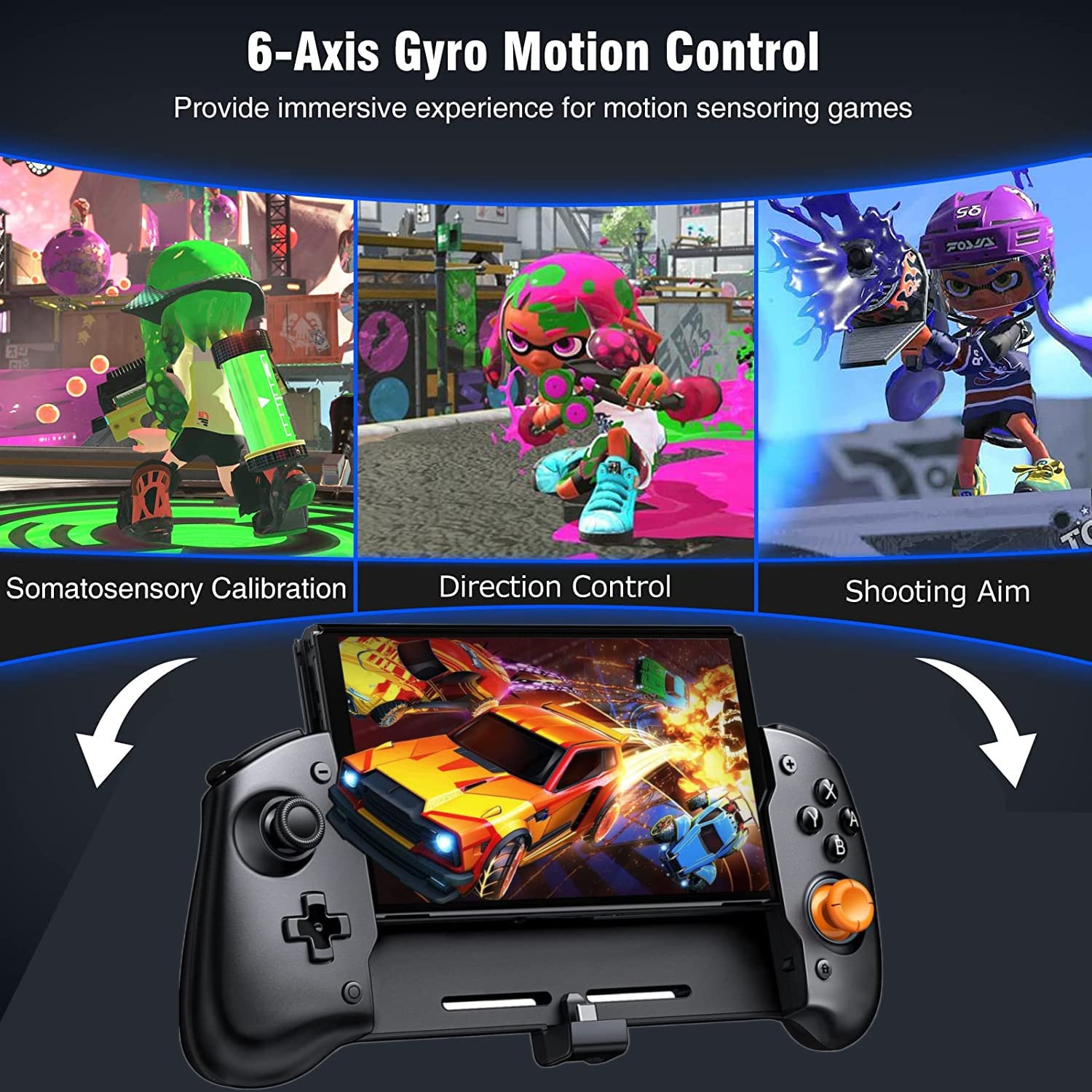 Wireless Controller for Nintendo Switch Joypad Controller Replacement for Nintendo Switch Grip with 6-Axis Gyro, Dual Motor Vibration, Compatible with All Games of Switch,Switch Controller for Handheld Mode(Not for Switch OLED)