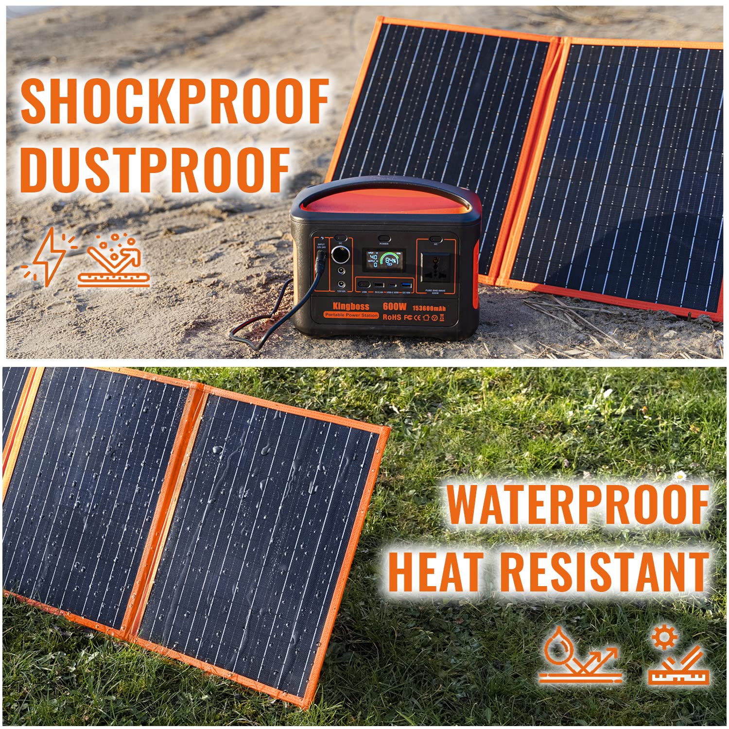 Portable Solar Panel - Foldable 120W Solar Panel with Adjustable Kickstands for Power Station, Camping, RV, Lightweight Solar Briefcase Design for Travel Trailers, RV Batteries, and USB Devices
