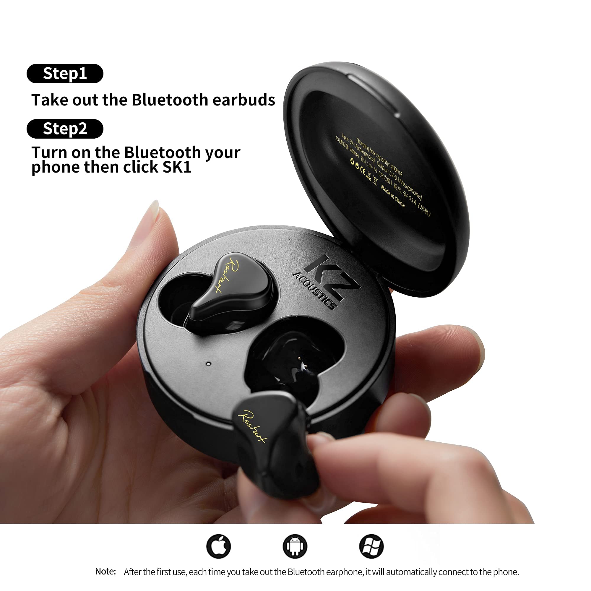 KZ SKS Bluetooth Wireless Earbuds, TWS Stereo Headphones in Ear 5.2 Hybrid HiFi Game Earbuds Touch Control Noise Cancelling