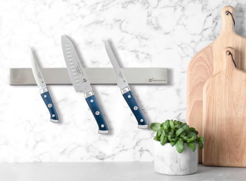 Restaurantware Met Lux 17.7 Inch Magnetic Knife Holder For Wall, 1 Powerful Knife Magnetic Strip - Space-Saving Organizer, Securely Hang Kitchen Utensils or Tools, Stainless Steel Knife Hanger