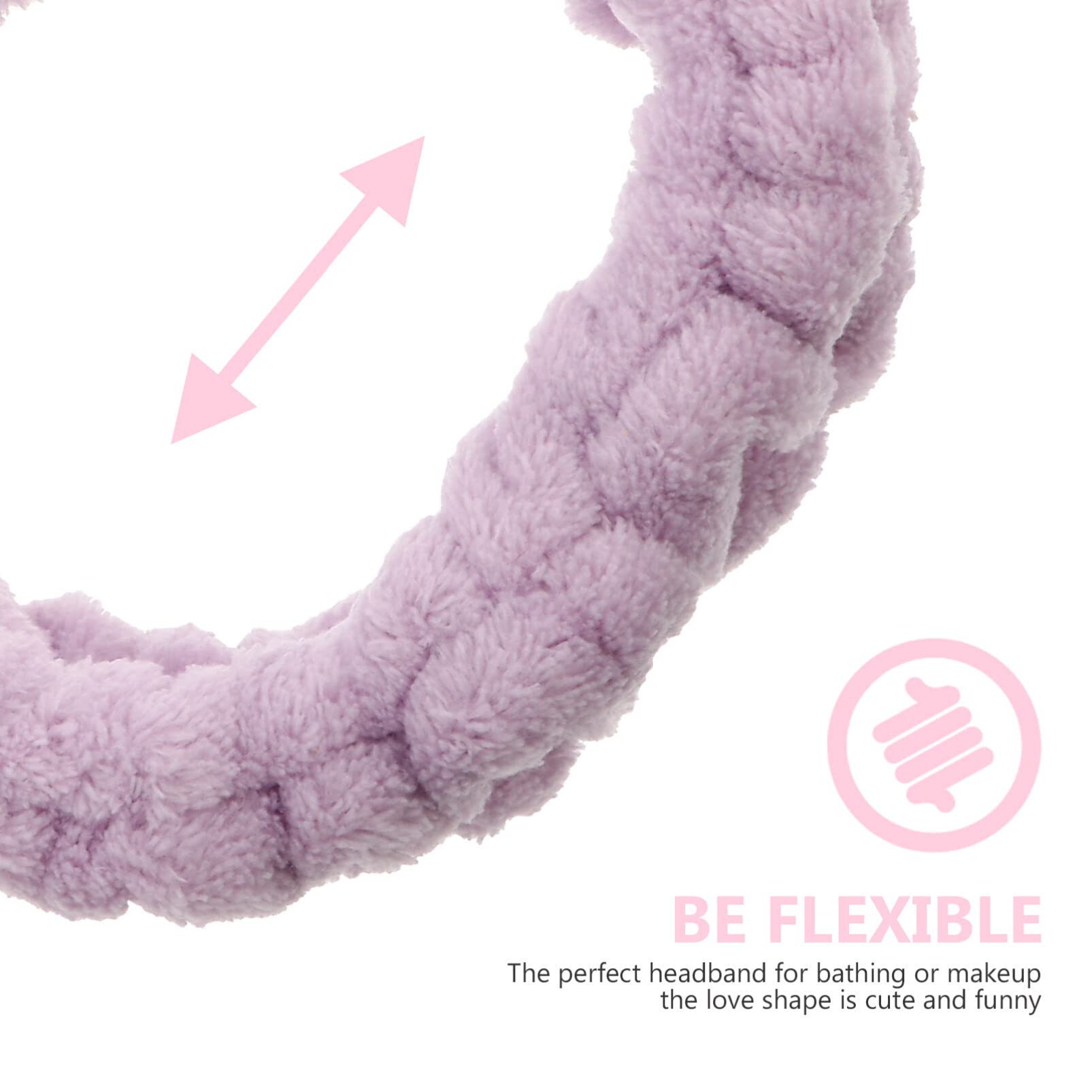 Luxshiny Elastic Hair Ties 2pcs Elastic Makeup Headband, Plush Spa Headband Heart Face Wash Headband for Makeup Washing Makeup Headband