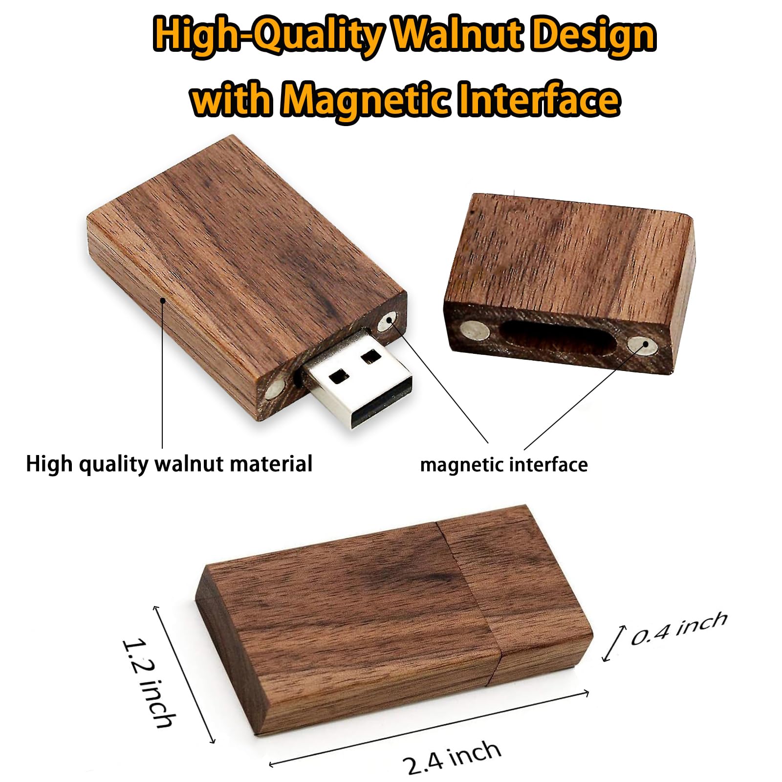 Wood Flash Drives 32GB Memory Stick TATMOHIK Wood USB Flash Drive High Speed USB 2.0 Wood USB Thumb Drive Bulk Jump Drives for Digital Date Storage,Zip Drive,USB Stick(1 Pack-Walnut Wood Shell