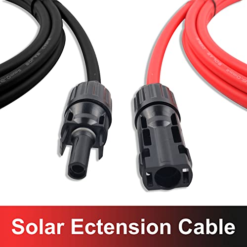 Solar Extension Cable SGANGCAR One Pair(20 Feet 10AWG) Solar Panel Cable with Female and Male Connectors(20FT Red + 20FT Black)