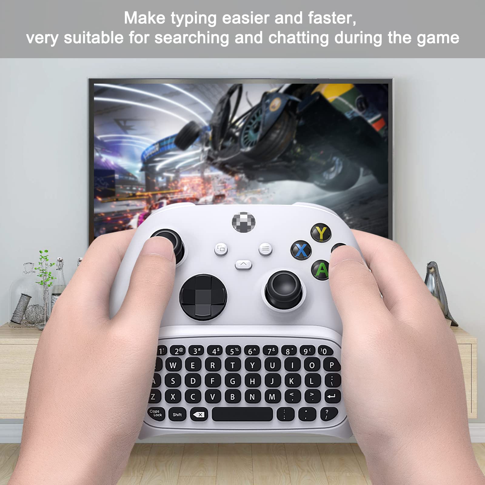 Wireless Keyboard for Xbox One/S, for Xbox Series X/S Controller, Mini Chatpad Message Controller Keyboard Built-in Speaker with 2.4G Receiver & 3.5mm Audio Jack for Xbox Series X/S/One/S (White)