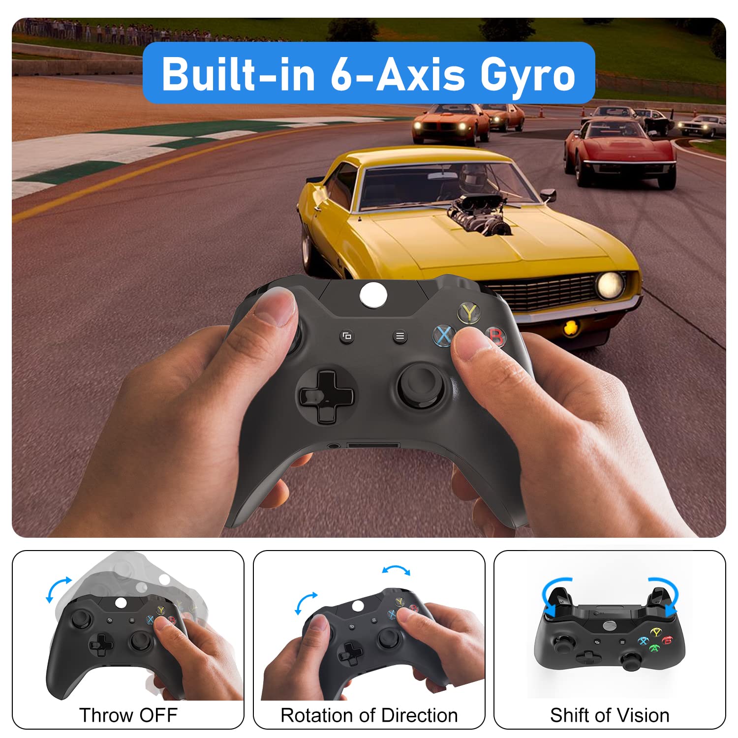Wireless PC Controller Compatible With Xbox Series X/S/Xbox One/Xbox One S/One X, with Headphone Jack(BLACK)
