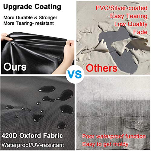 WOMACO Patio Rectangular Fire Pit Cover Waterproof Outdoor Fireplace Cover Heavy Duty Rectangle Fire Table Firepit Cover - 44 x 28 x 24 inches, Black