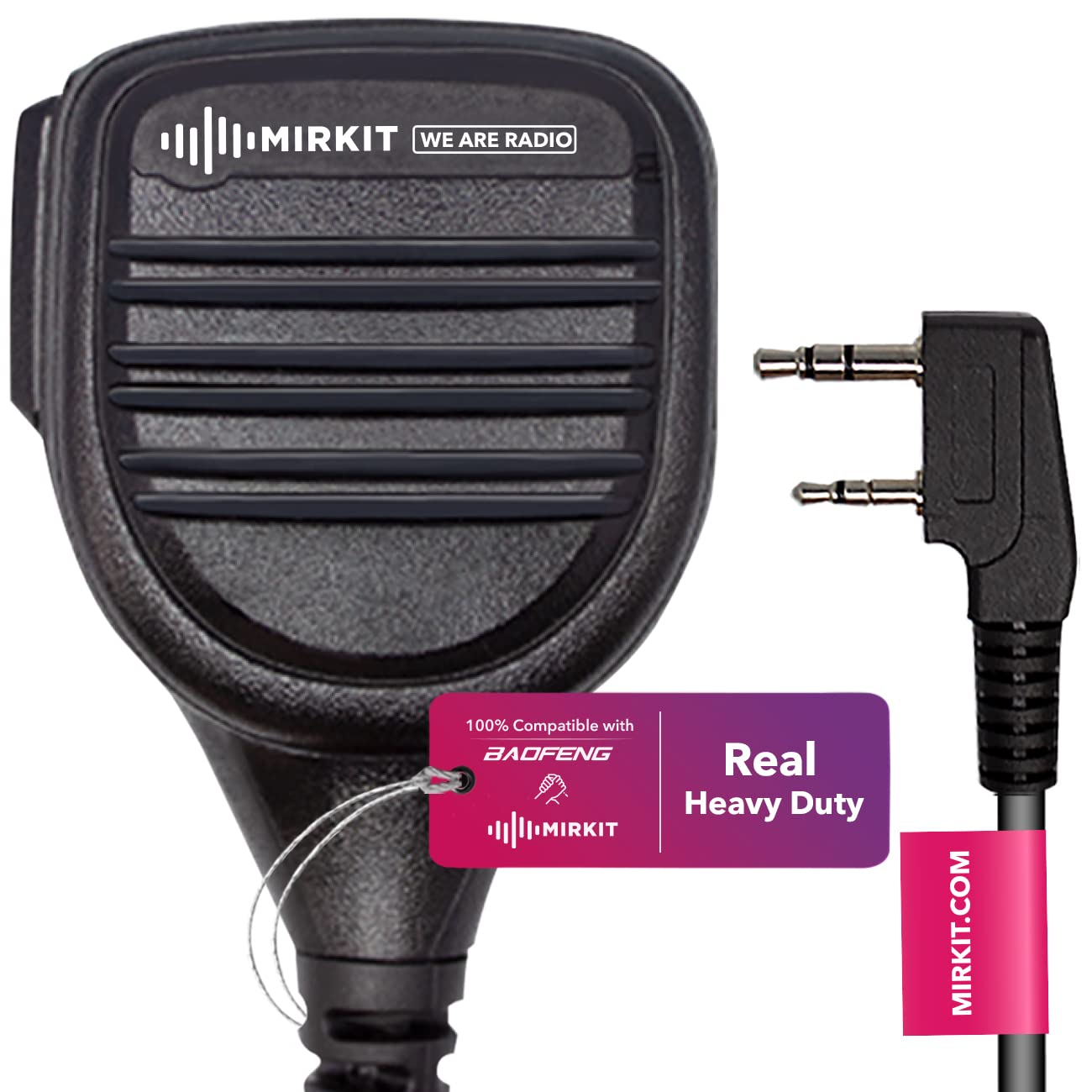 MIRKIT Heavy Duty Speaker Mic Compatible with Baofeng UV-5R, BF-F8HP, UV-82, UV-82HP. Push to Talk Microphone & Lanyard Ham Radio Operator. Radio Shoulder Mic Can be Used as Police Radio Mic