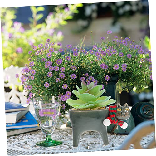 YARNOW with Other for Creative Porcelain Small Cactus Balcony Figures Garden Figurine Green Office Vase Collective Bonsai Planter Center Decorative Holder Shaped Kitten Supplies Cat Gift