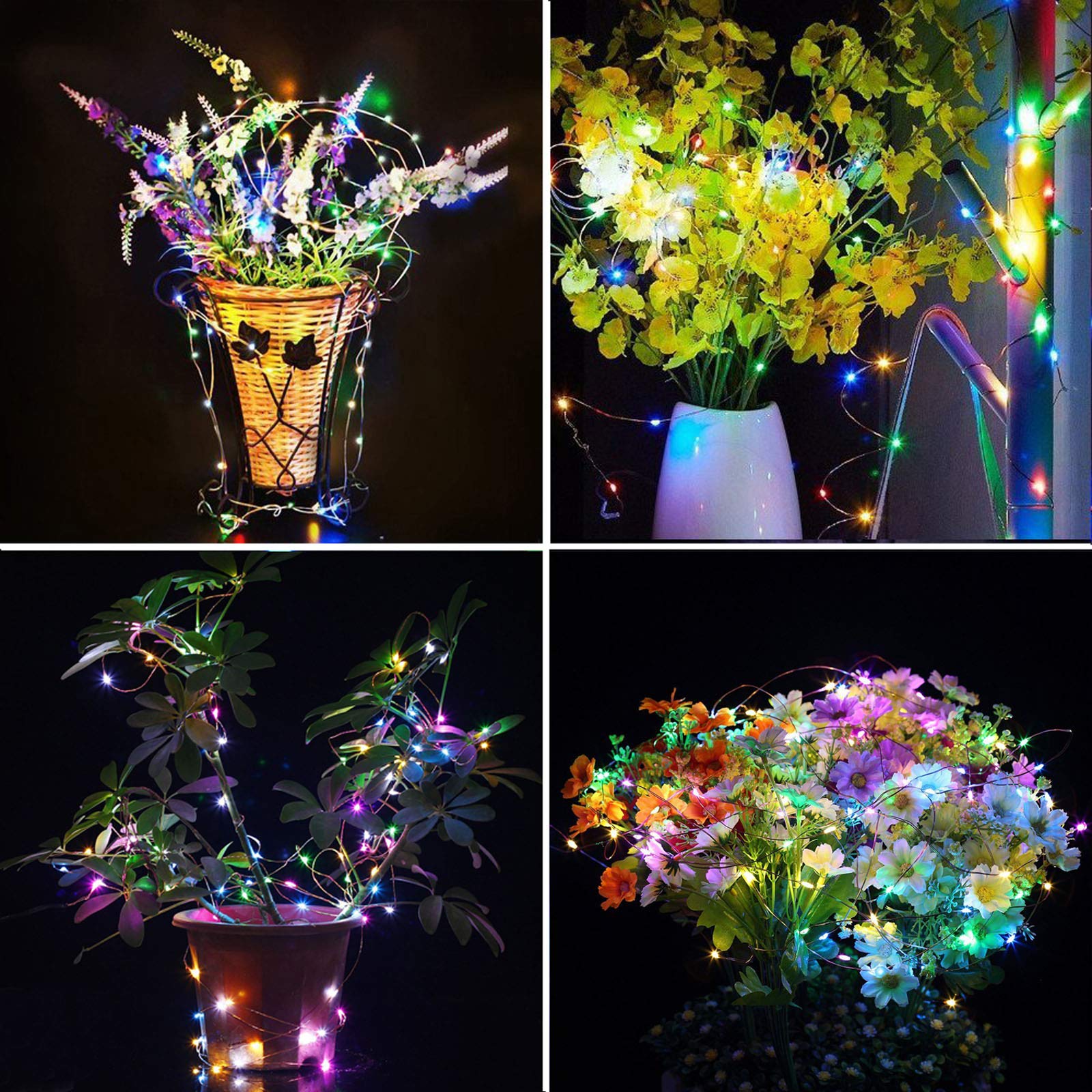 RUICHEN USB Fairy Lights 66 Ft 200 LED String Lights with ON/Off Switch, Waterproof Copper Wire Firefly Lights for Bedroom Wall Ceiling Wreath Christmas Easter Wedding Party (Multicolor)