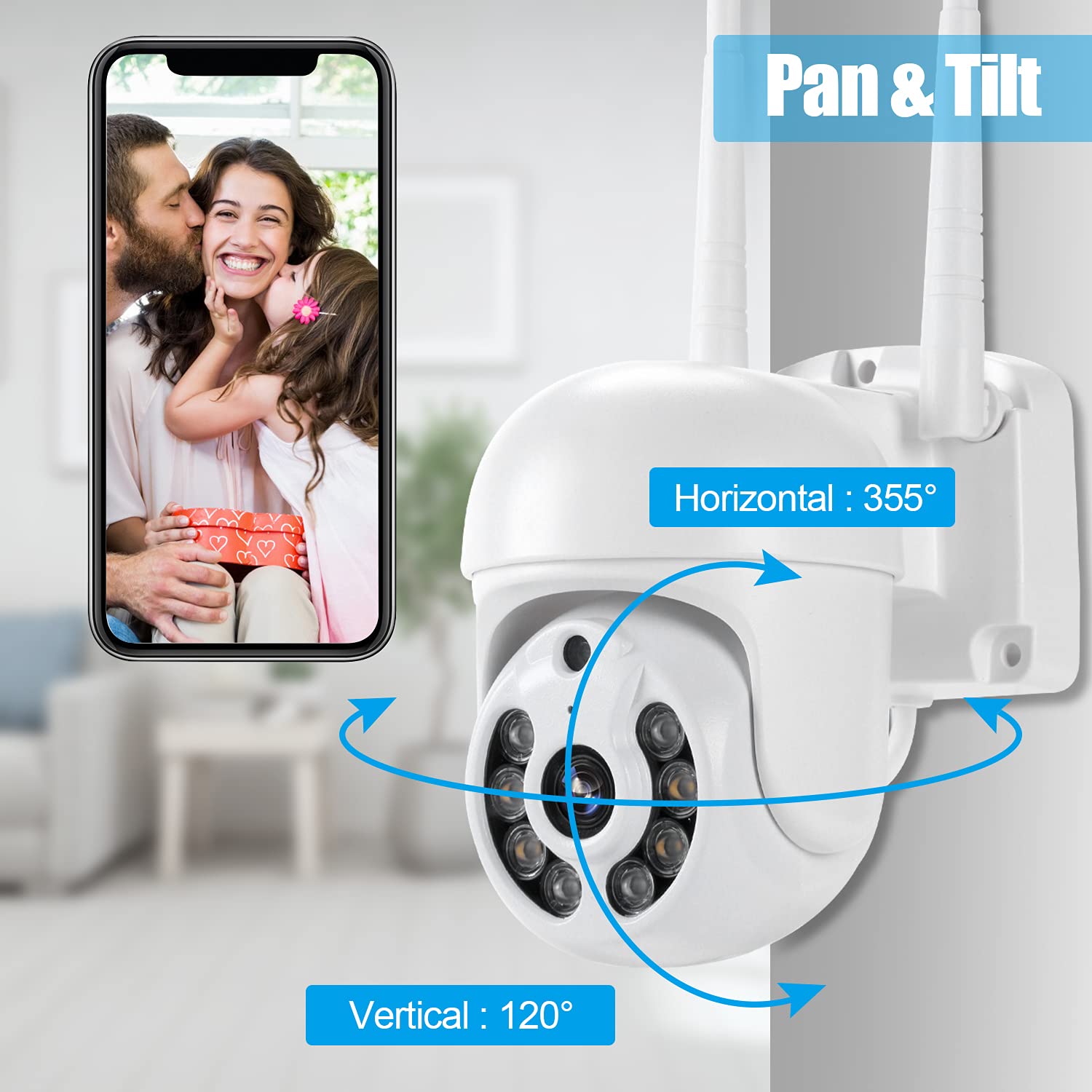 Wireless Security Camera System 8CH NVR 4PCS Outdoor WiFi Surveillance PTZ Home Camera with Night Vision,Weatherproof, Motion Alert, Remote Access,No Hard Disk [Expandable 8CH,2K]