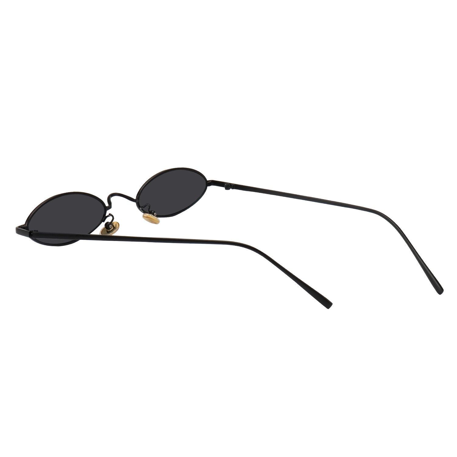 MEETSUN Vintage Small Oval Sunglasses For Women Men Metal Frames Designer Gothic Glasses - Matte Black Frame/Grey Lens