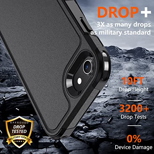 xiwxi for iPhone SE Case 2022/3rd/2020,iPhone 8/7 Case,with [2xTempered Glass Screen Protector] [360 Full Body Shockproof] [Heavy Dropproof],Hard PC+Soft Silicone TPU+Glass Screen Phone Case-Black