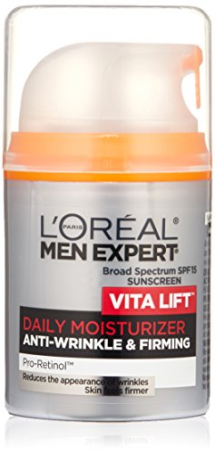 L'Oreal Men Expert Vitalift Anti-Wrinkle & Firming Face Moisturizer with SPF 15 and Pro-Retinol, Face Moisturizer for Men, Beard and Skincare for Men, 1.6 oz