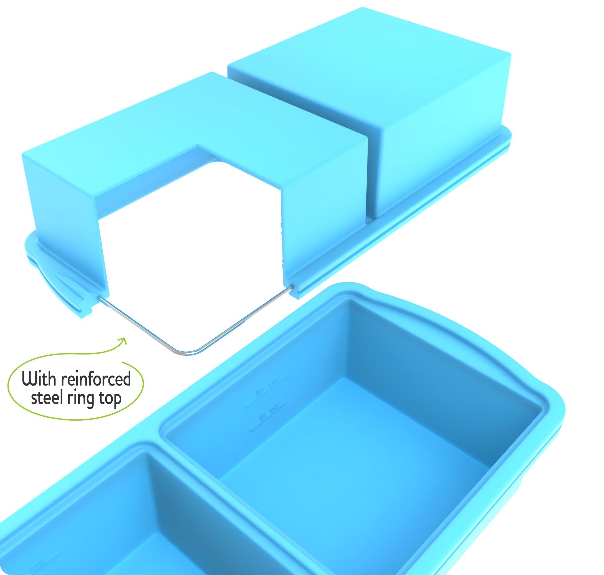 ZIP STANDING 2 Cup Silicone Freezer Trays With Lid,Soup Freezer Container,Large Ice Cube Molds With Reinforced Steel Ring Top Perfect for Freezing Soups, Lasagnas, Casseroles.Dishwasher -Safe, blue