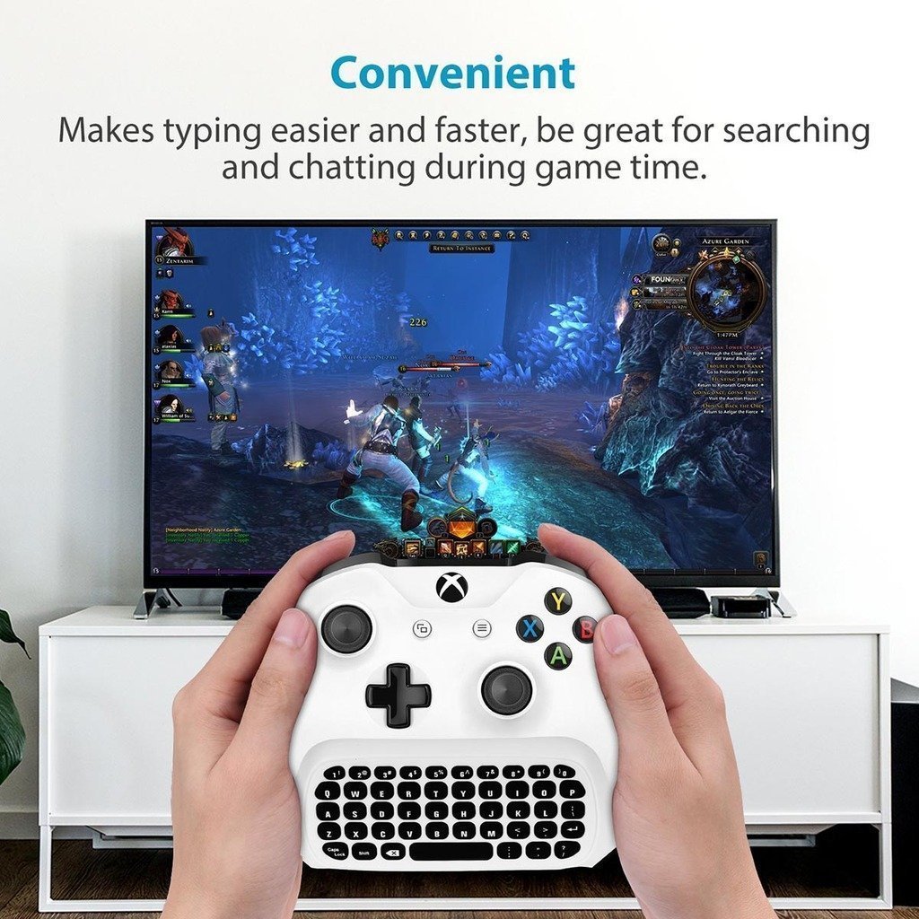 Megadream Xbox One Wireless Chatpad Keyboard with 3.5mm Audio Jack for Xbox One/One S/One X, Xbox Series S/X, Xbox One Elite/Elite 2, PC β 2.4G USB Receiver & Charge Cable included