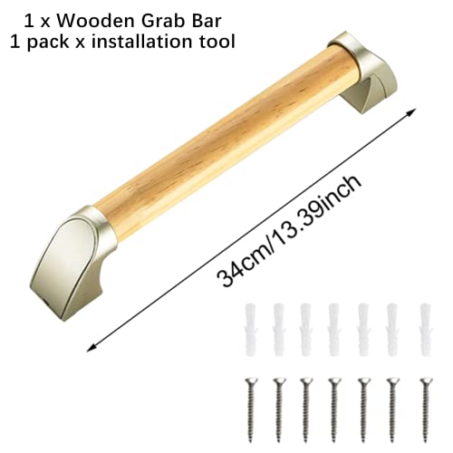 Wooden Grab Bar Wall Mounted Durable Grab Rails for Home Bathroom Withstand 80-100kg(Size:34cm/13.39inch)
