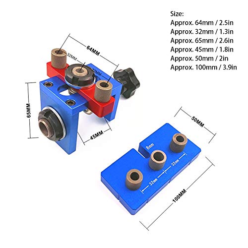 MISNODE 3 in 1 Woodworking Hole Positioner Aluminum Alloy Drilling Locator Drill Guide Hole Puncher Set Hole Punch Locator Kit Drilling Jig Tool Accessories for Woodworking