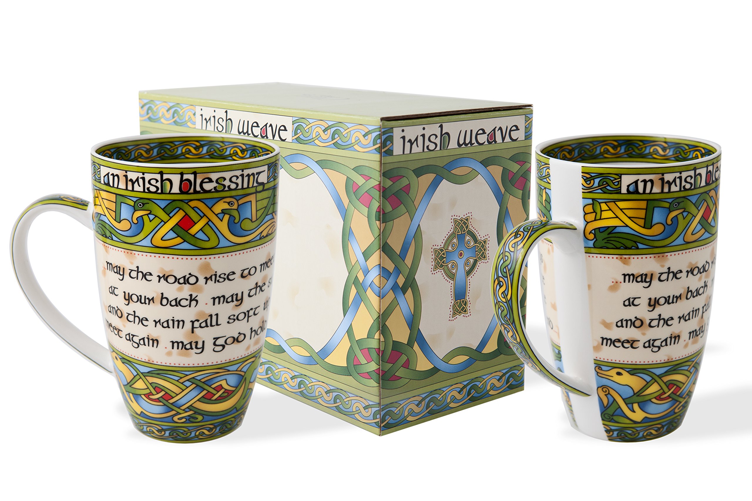 Royal Tara Irish Blessing Mug Bone China Cup Irish Weave Box, Capacity 400ml/14fl oz (Set of 2 Packed Blessing Mugs)