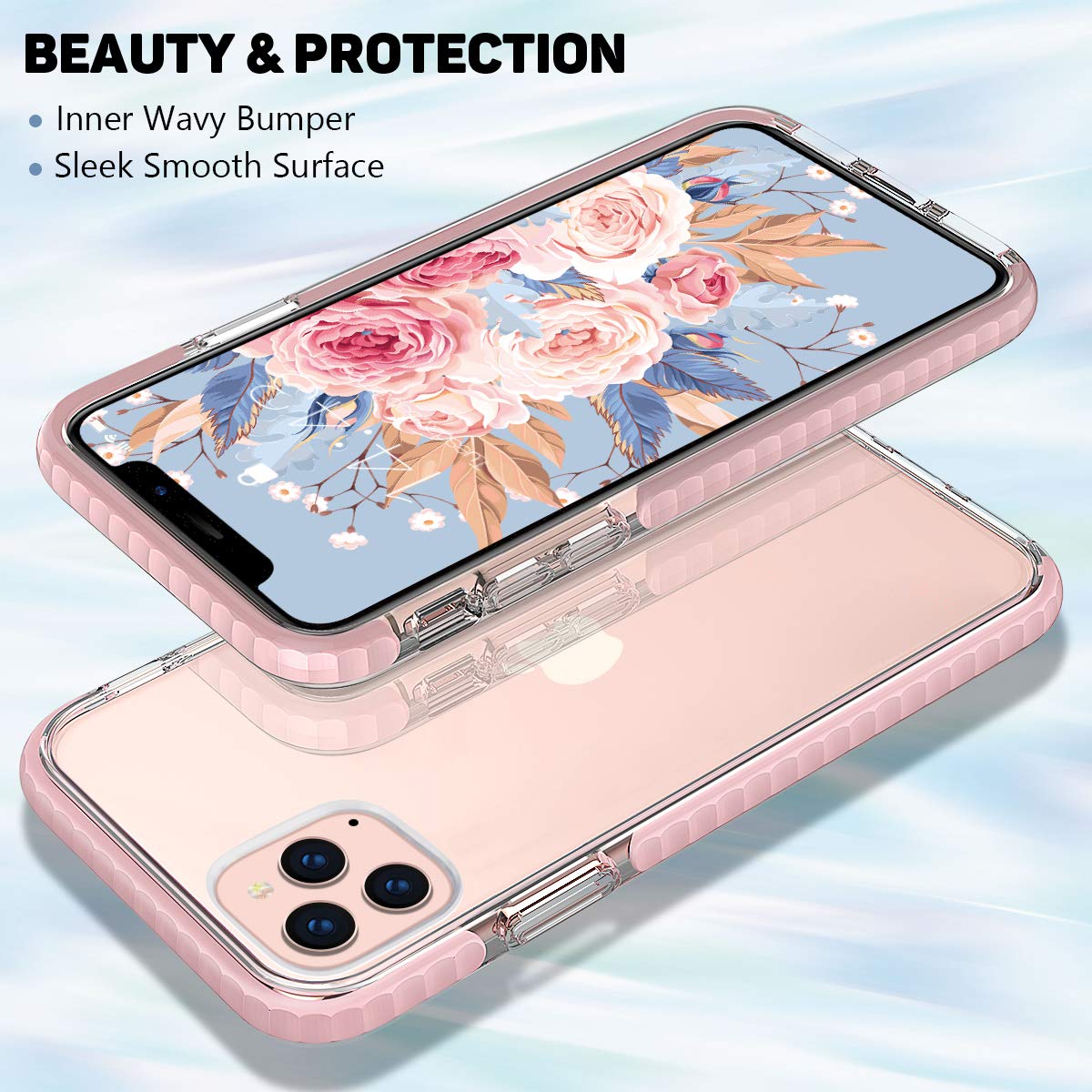 MATEPROX Compatible with iPhone 11 Pro Case Clear Thin Slim Crystal Transparent Cover Shockproof Bumper Case for iPhone 11 Pro 5.8(Pink
