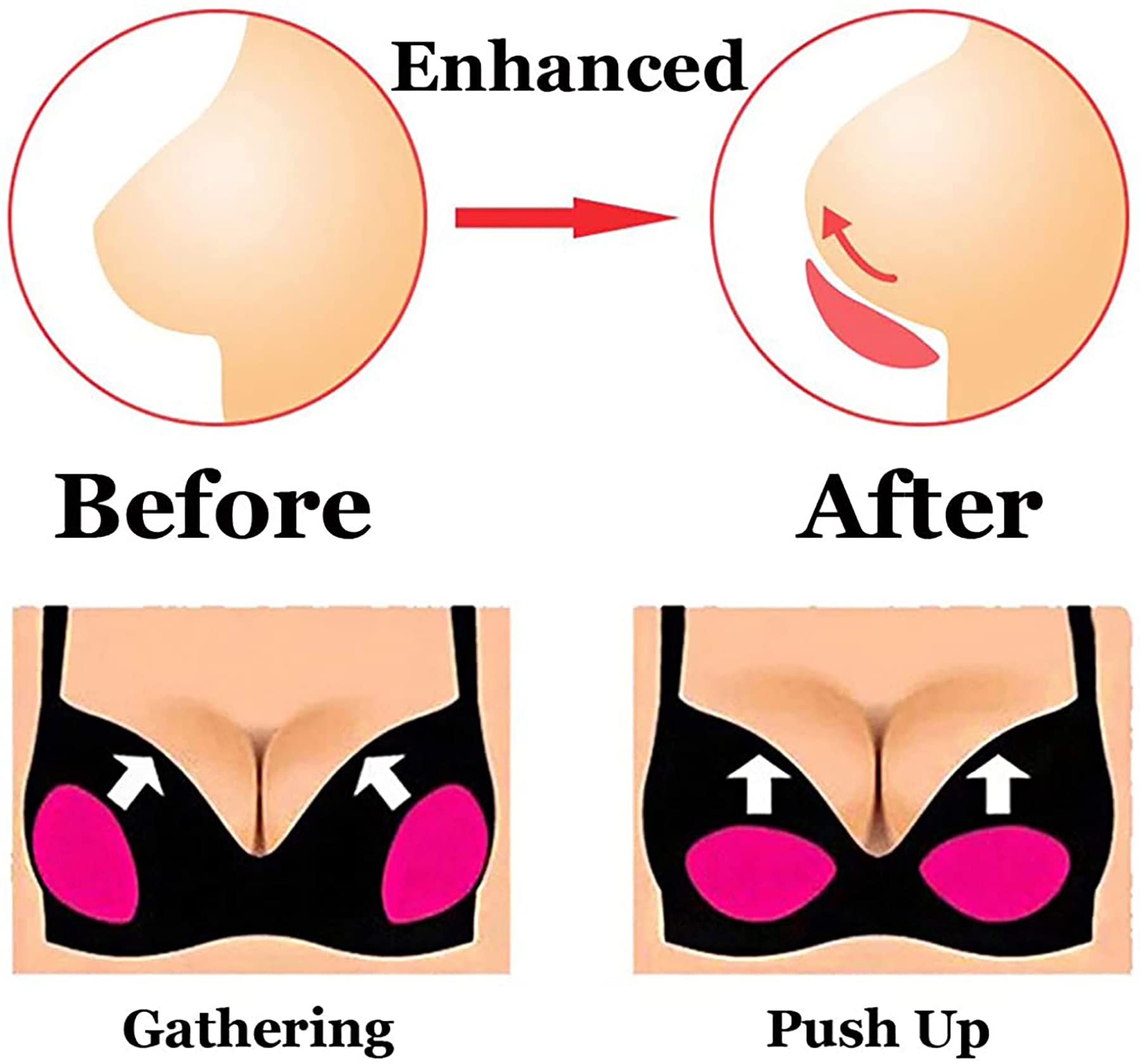 LZWIN Waterproof Extra-light Silicone Chicken Cutlets Bra Inserts - Soft Push Up Enhancer Pads for Summer Swimsuits & Bikini