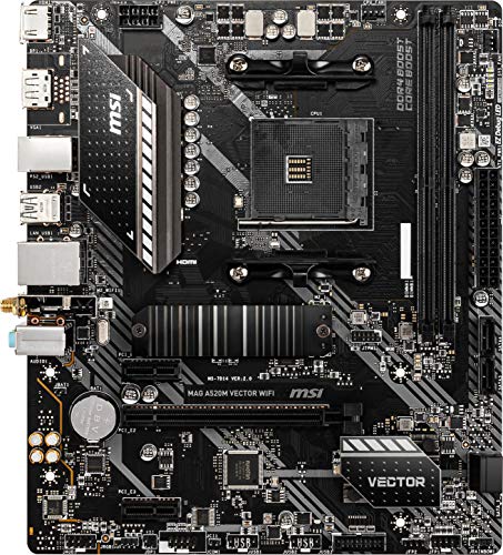 MSI MAG A520M Vector WiFi Gaming Motherboard (AMD AM4, DDR4, PCIe 3.0, SATA 6Gb/s, 1* M.2, USB 3.2 Gen 1, HDMI/DP, WiFi 5, Micro-ATX)