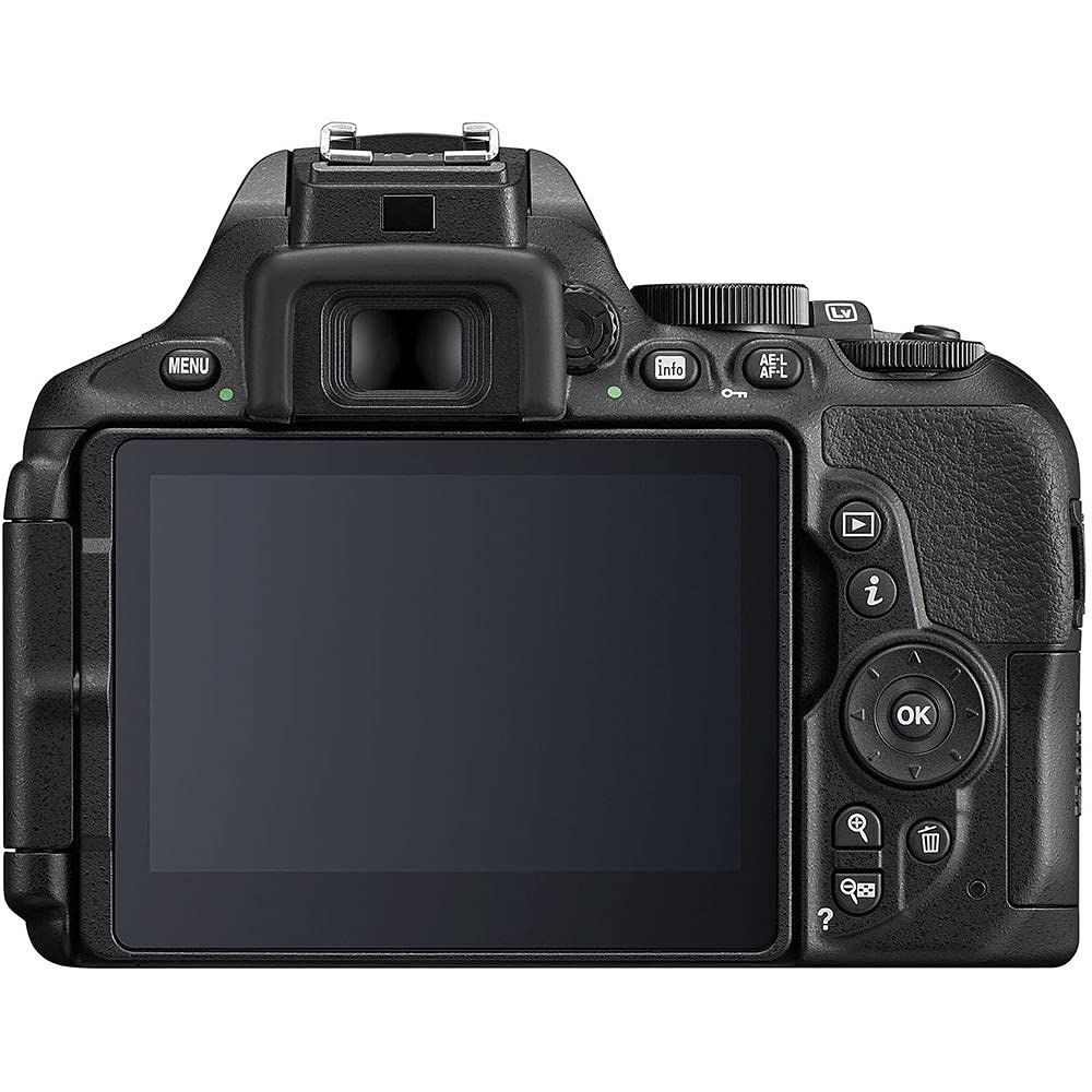 Nikon D5600 24.2MP DSLR Digital Camera with AF-P DX 18-55mm Lens (1576) Deluxe Bundle with 64GB SD Card + Large Camera Bag + Filter Kit + Spare Battery + Telephoto Lens (Renewed)