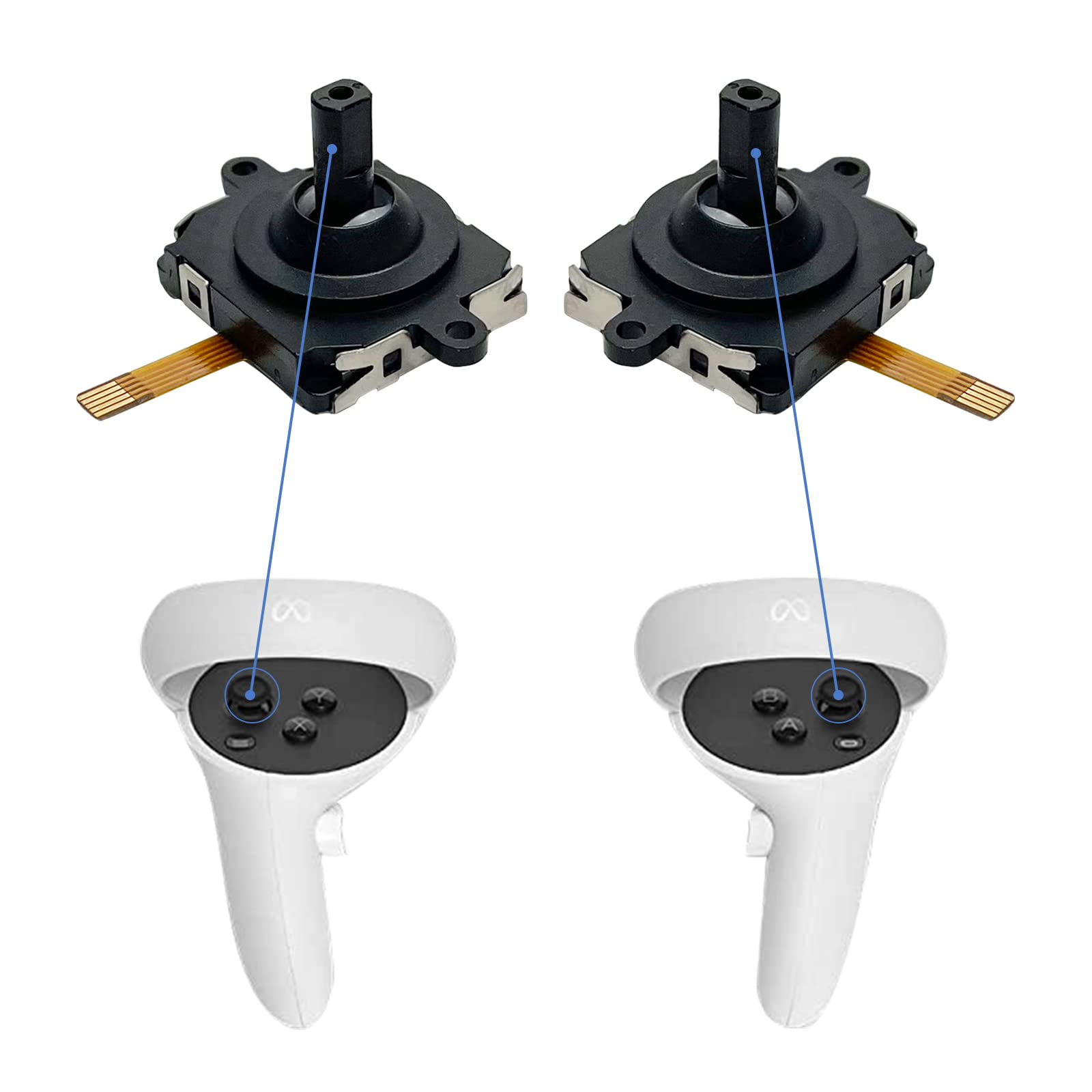 Tabaray 3D Analog Joystick 11 in 1 Replacement Repair Kit compatible for Oculus Quest 2 Controller Pack of 2 Joystick Replacement for Left and Right Controllers