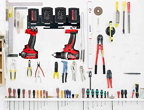 SZWJT-LV Battery Holder, Milwaukee M18 Battery 4X, Wall Display Hook Holder, M18 Battery 4Bit Power Tool Storage, Wall Display Hook Holder (Aluminum Material)
