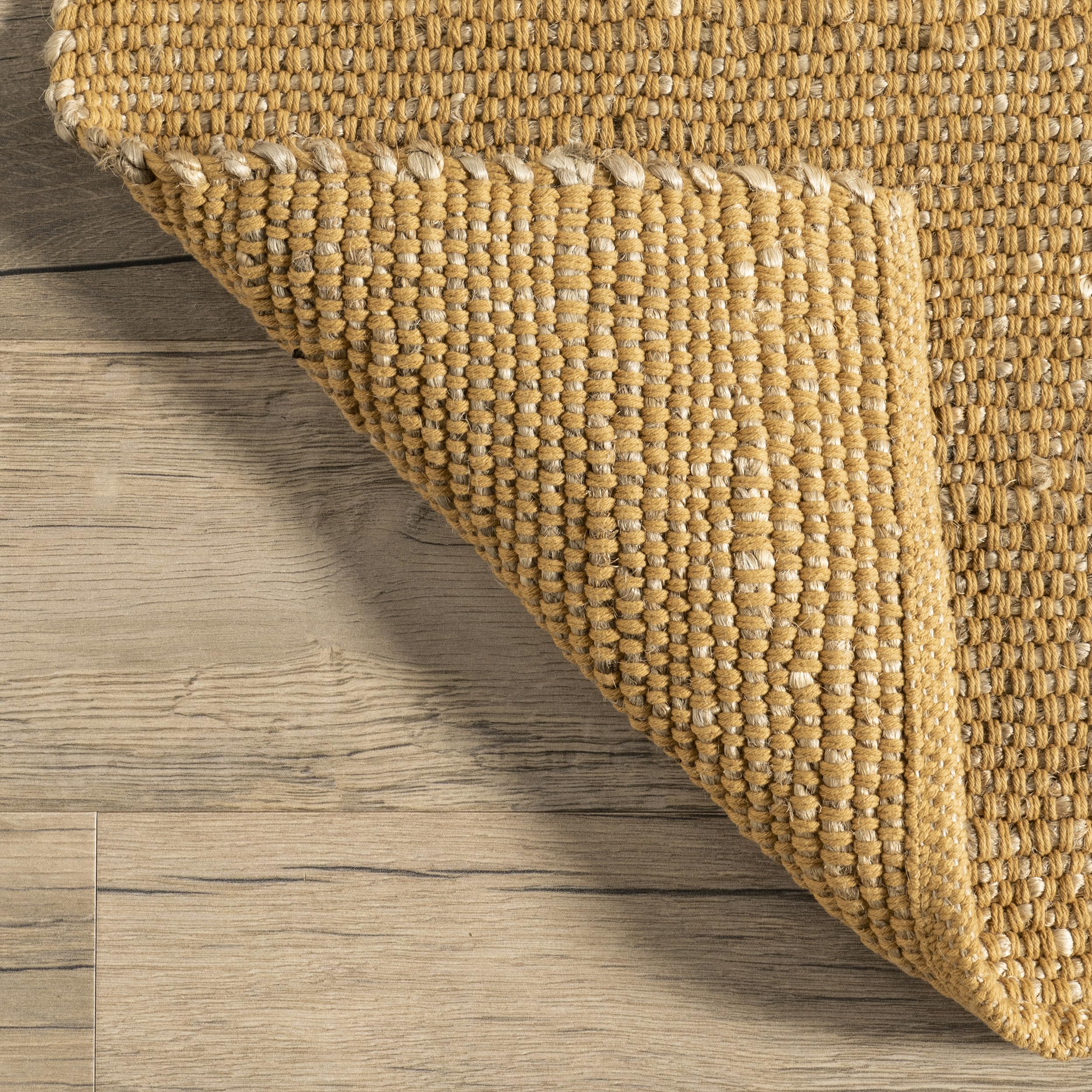 nuLOOM 9x12 Elfriede Jute & Cotton Hand Woven Area Rug, Natural, Solid Rustic Farmhouse Style, Weaved Design, Natural Fiber, For Bedroom, Living Room, Dining Room, Hallway, Office, Entryway