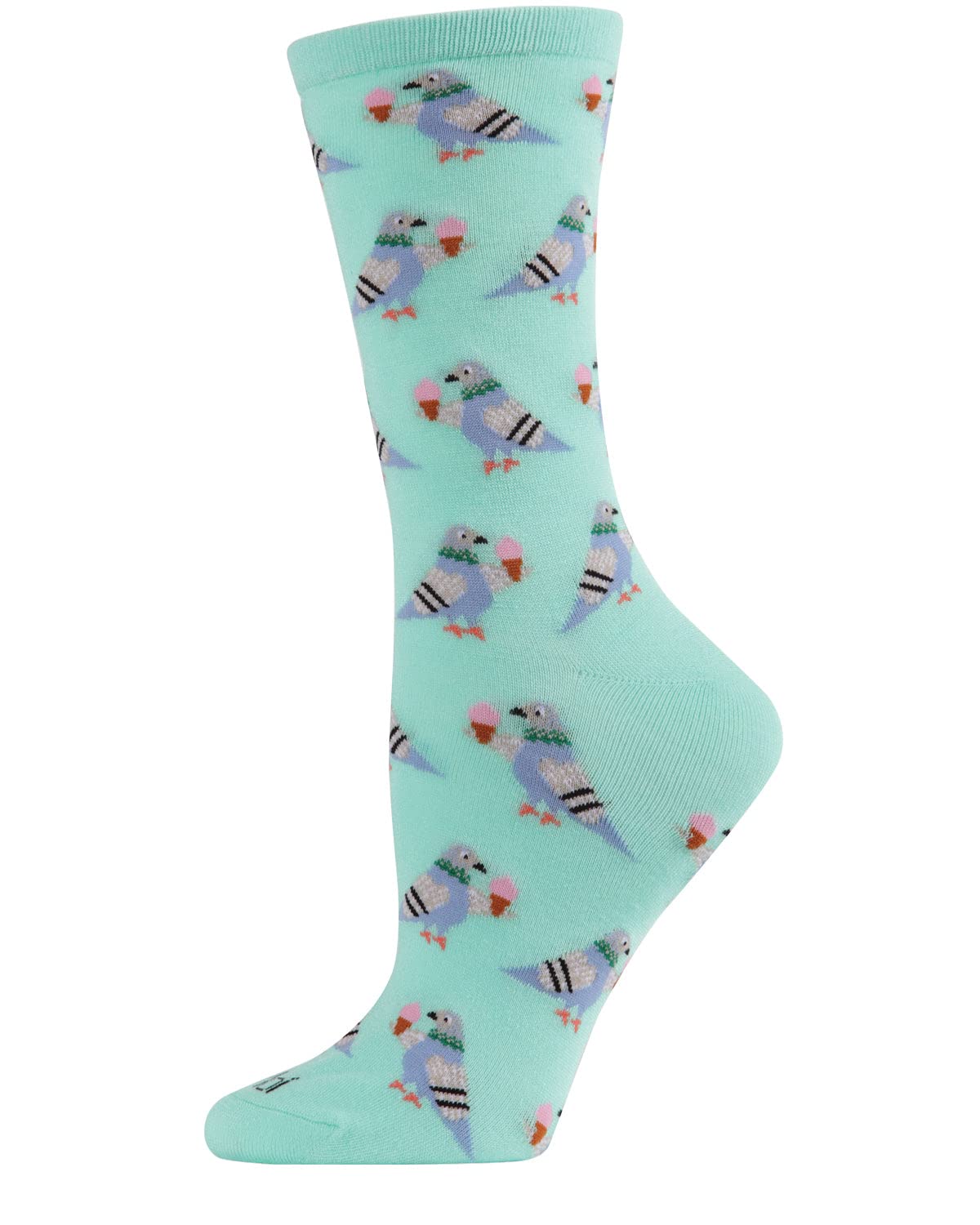 MeMoi Feed the NYC Pigeons Rayon Blend Crew Socks Seafoam 9-11