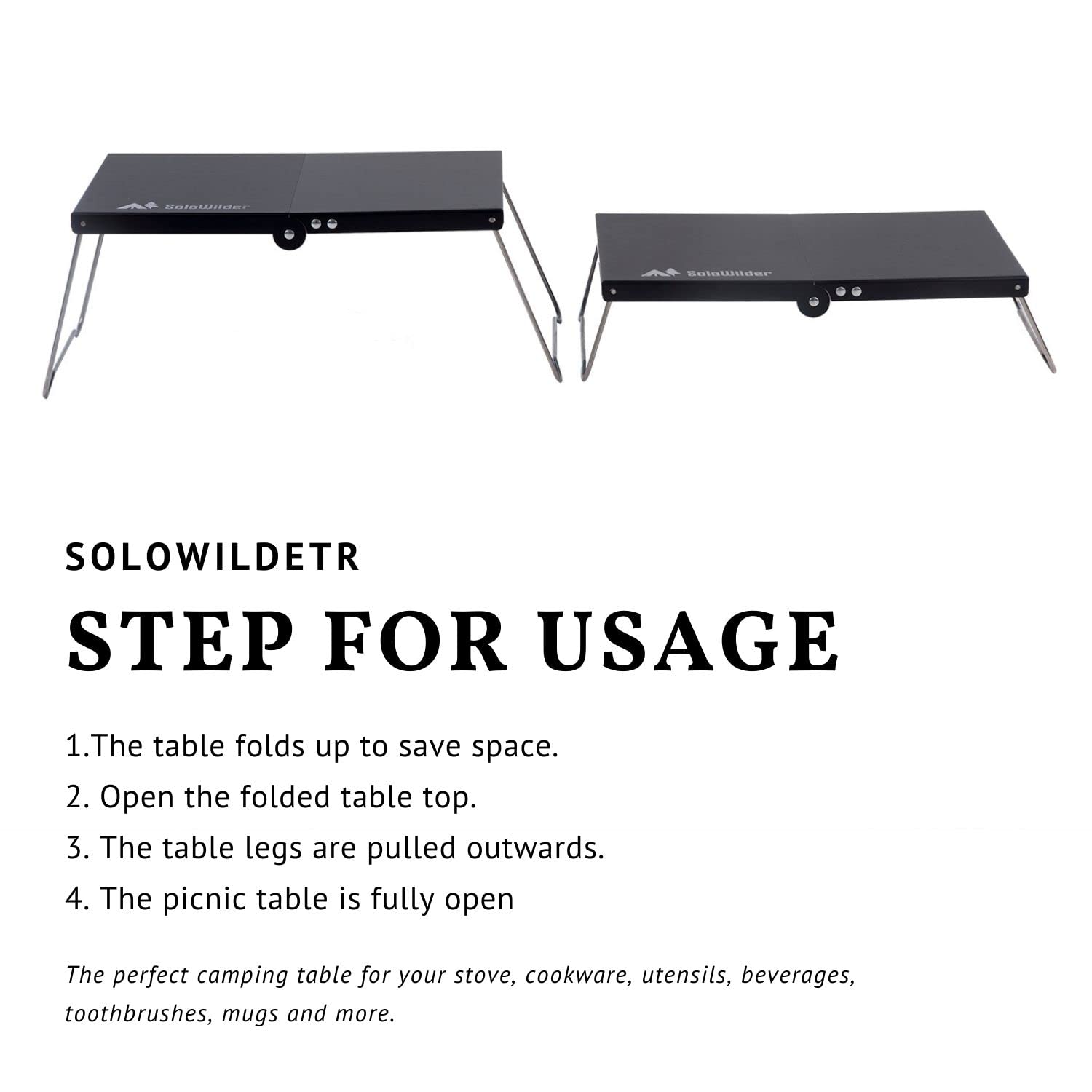 SoloWilder Camping Table Aluminum Folding Table Tinybee Outdoor Lightweight Picnic Table ltralight Backpacking Table