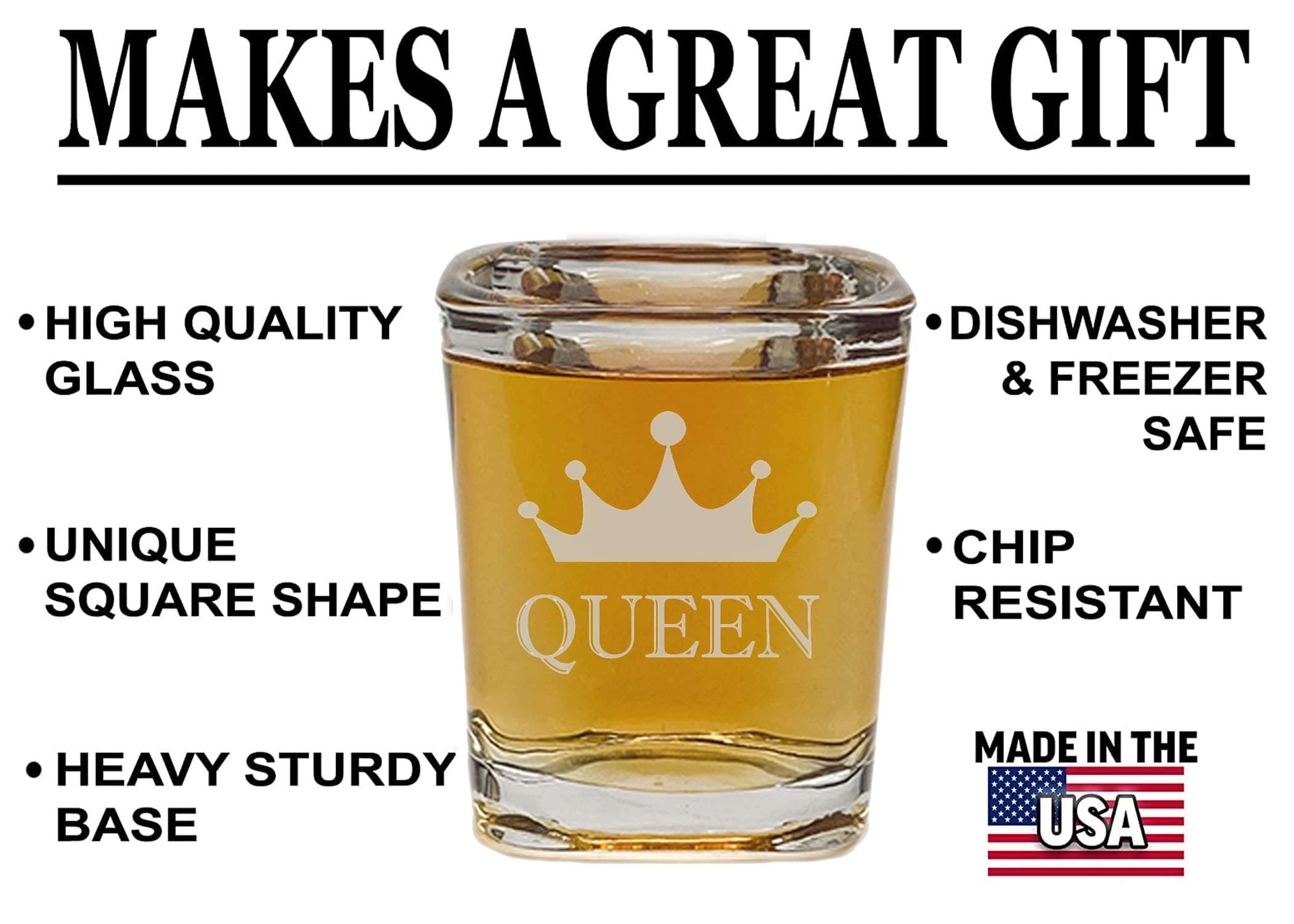 Rogue River Tactical Square Funny Queen Shot Glass Gift For Her Wife Mom Mother Joke Gag Gift