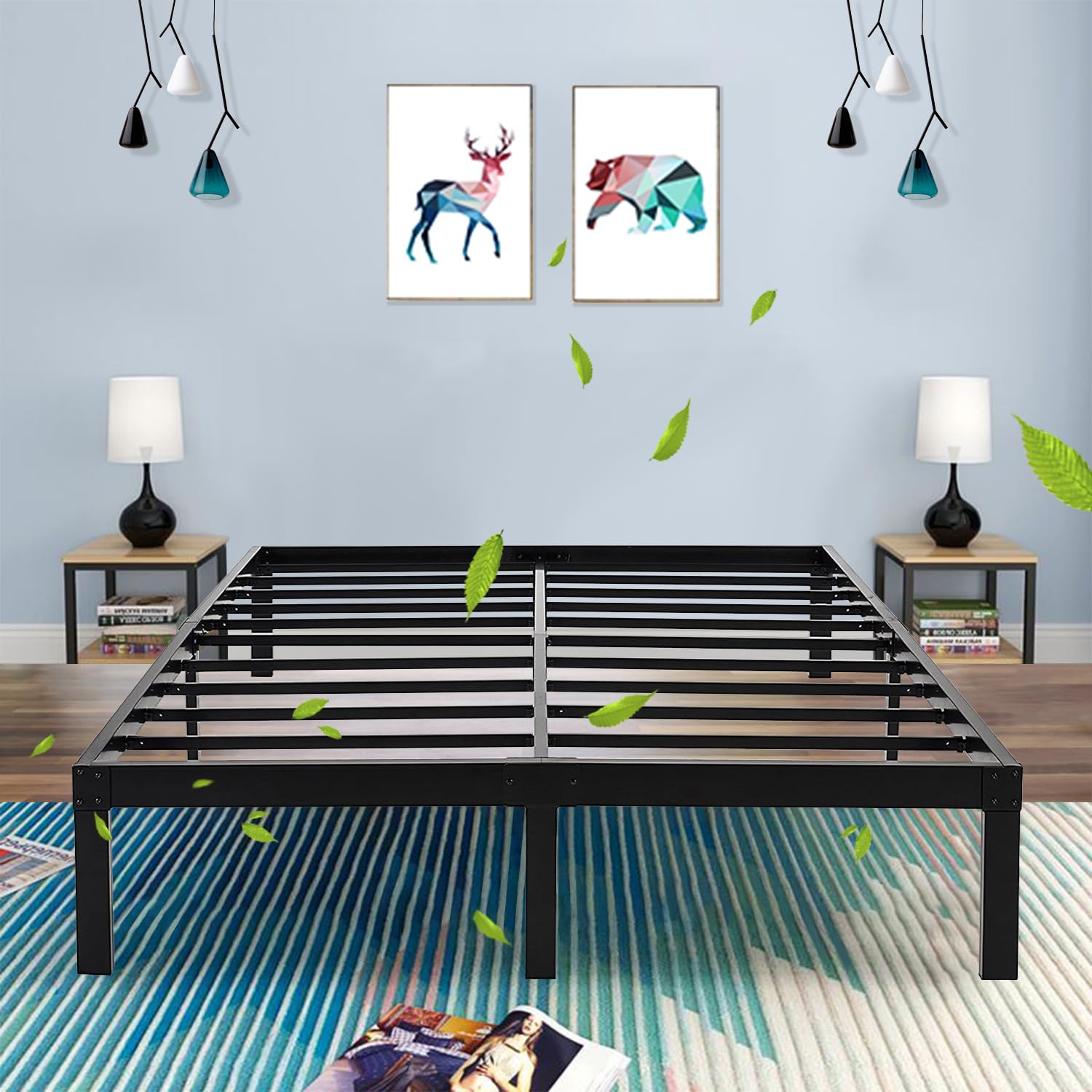MOLATIN 14 Inch Metal Bed Frame,Heavy Duty Metal Platform Bed Frame, Easy Assembly,Sturdy Steel Frame, No Box Spring Needed,Full,Black