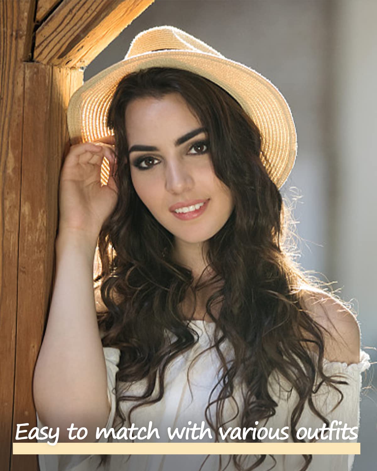 Zylioo Oversize XXL Straw Sun Hats,Wide Brim Panama Hat,Fedora Summer Beach Hat,UPF Straw Hat for Big Heads