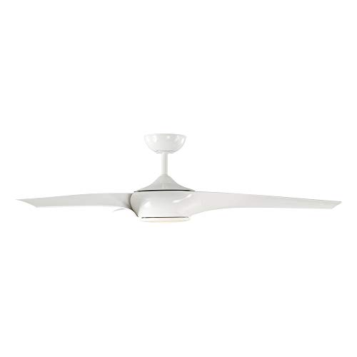Nirvana Smart Indoor and Outdoor 3-Blade Ceiling Fan 56in Gloss White with 3000K LED Light Kit and Remote Control works with Alexa, Google Assistant, Samsung Things, and iOS or Android App