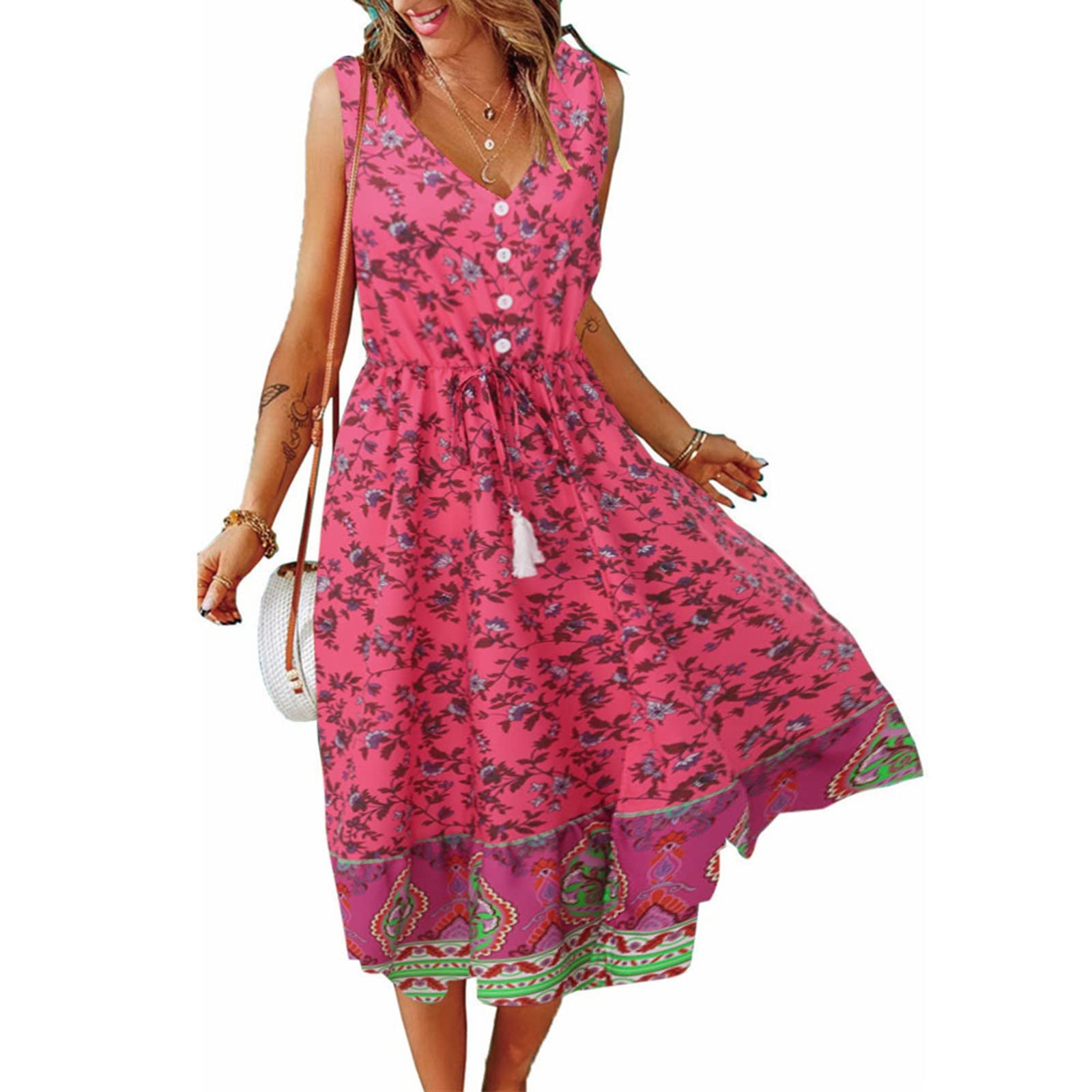 Women Midi Skirt Black Tulle Women's Floral V Neck Strap Button Down Sundress Swing Ruffle Summer Mini Short Dress