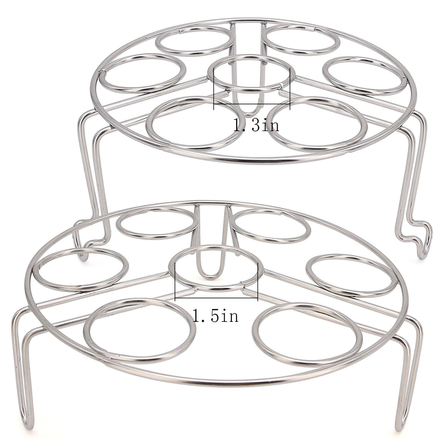 Stainless Steel Egg Steamer Rack for Instant Pot, Pressure Cooker, Boiling Pot. Stackable Steamer Trays 2 Pack Combo for Eggs and Food. Food Stainless Steamer Rack for Pot