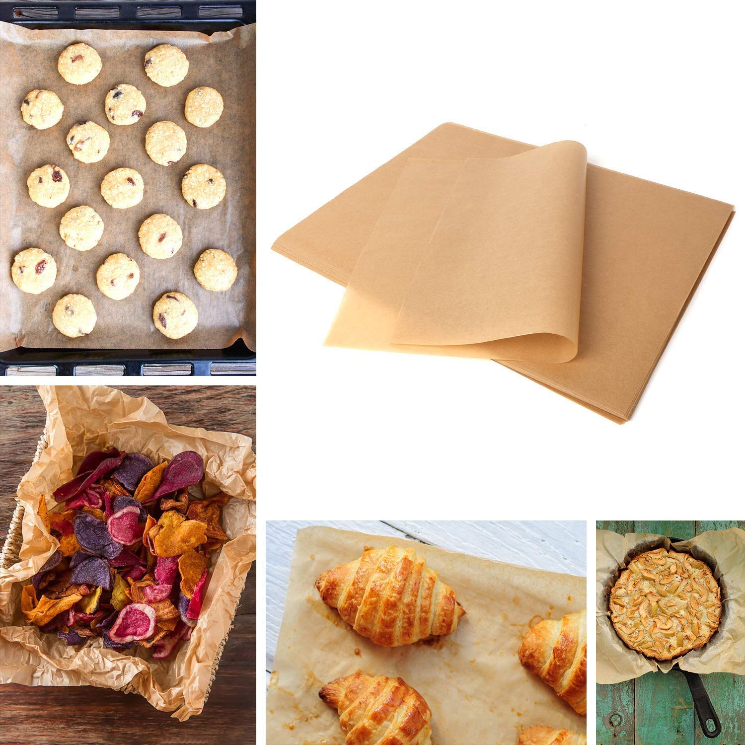 YL TRD 200 Pcs Unbleached Parchment Paper Sheets, 8x12 Inch Parchment Sheets, Uses for Baking Cookies, Cooking, Air Fryer, Grilling (8x12inch)